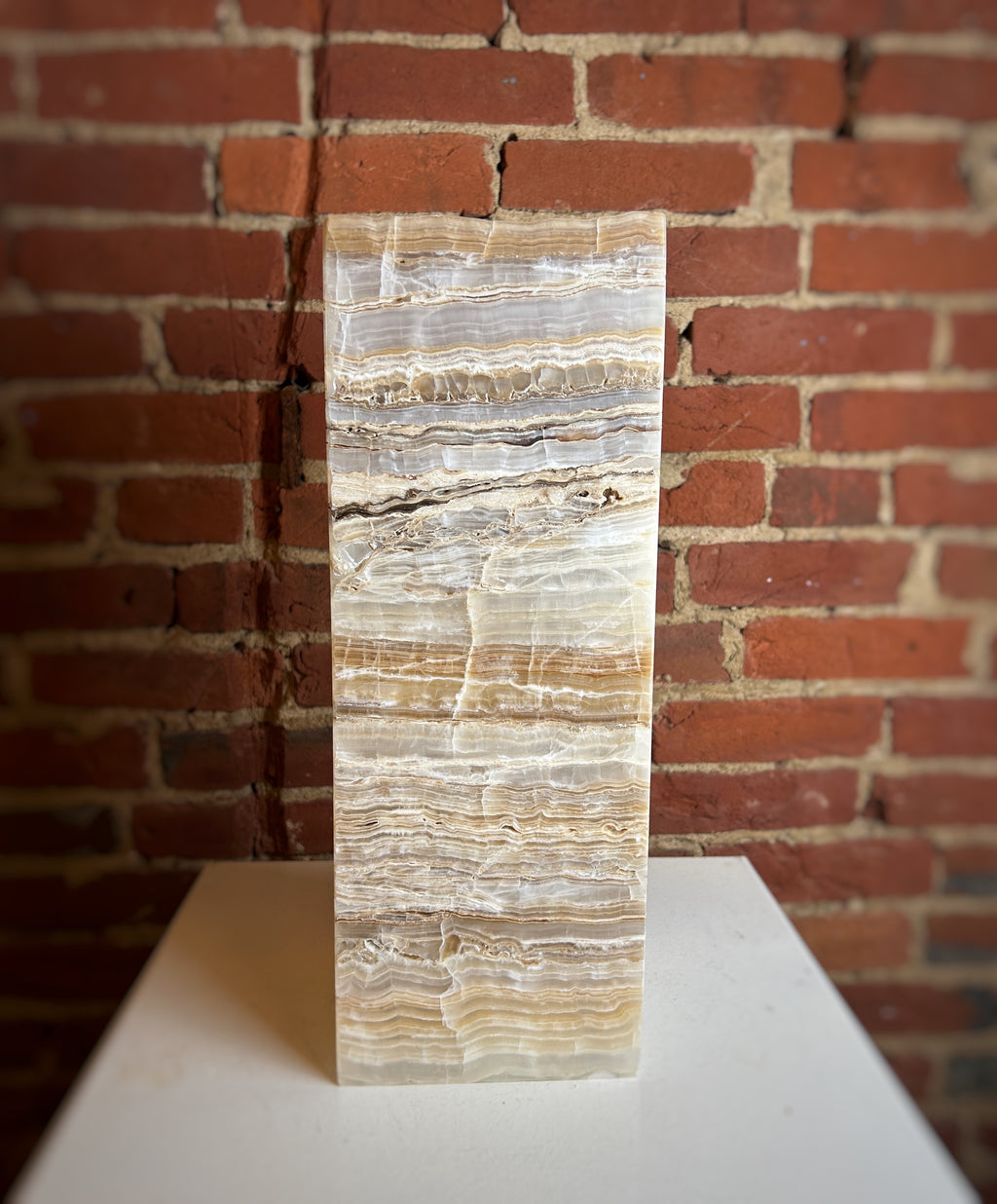Medium Rustic Edge Amber Zebra Calcite Rectangle Lamp – EAT Gallery